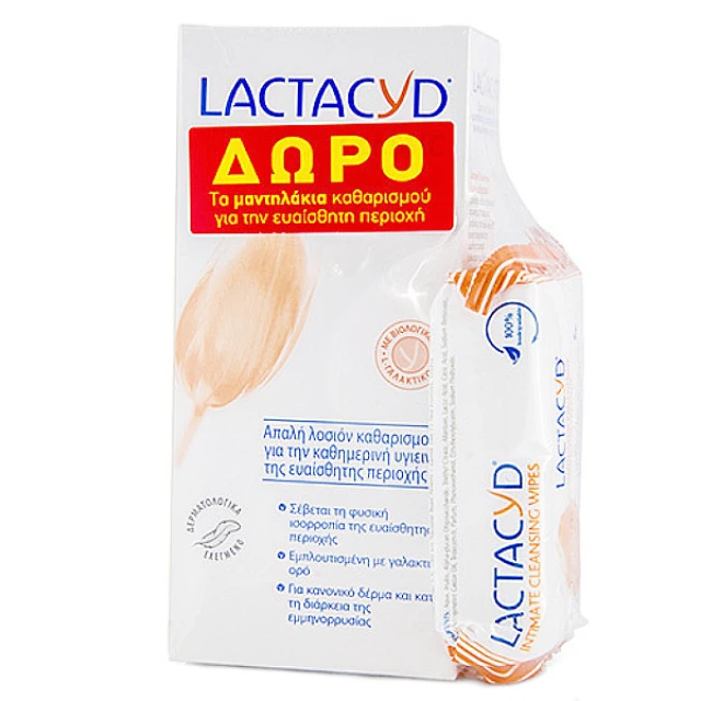 Lactacyd Classic 300ml & Δώρο Intimate Cleansing Wipes 15 τεμάχια ...